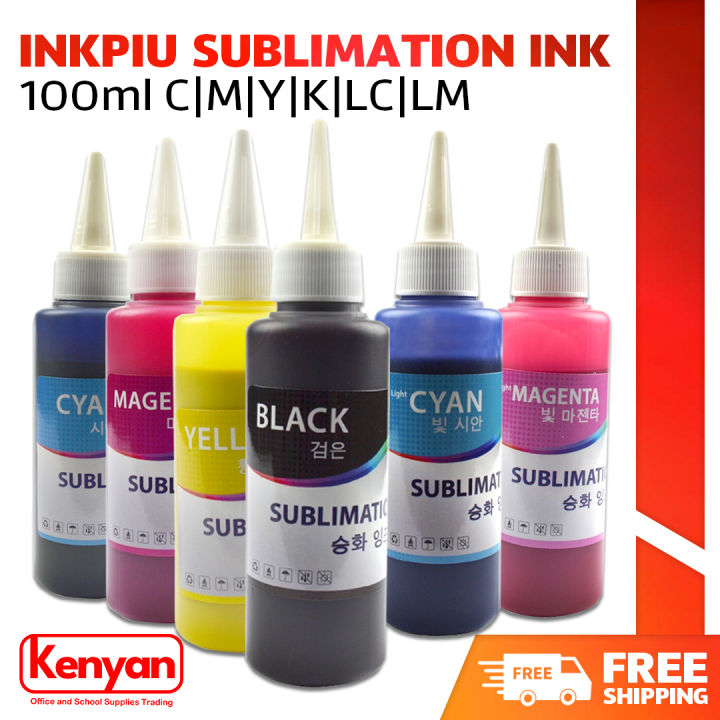 Inkpiu Vibrant Sublimation Ink Refill Set 100ML, C/M/Y/K/LC/LM Colors ...