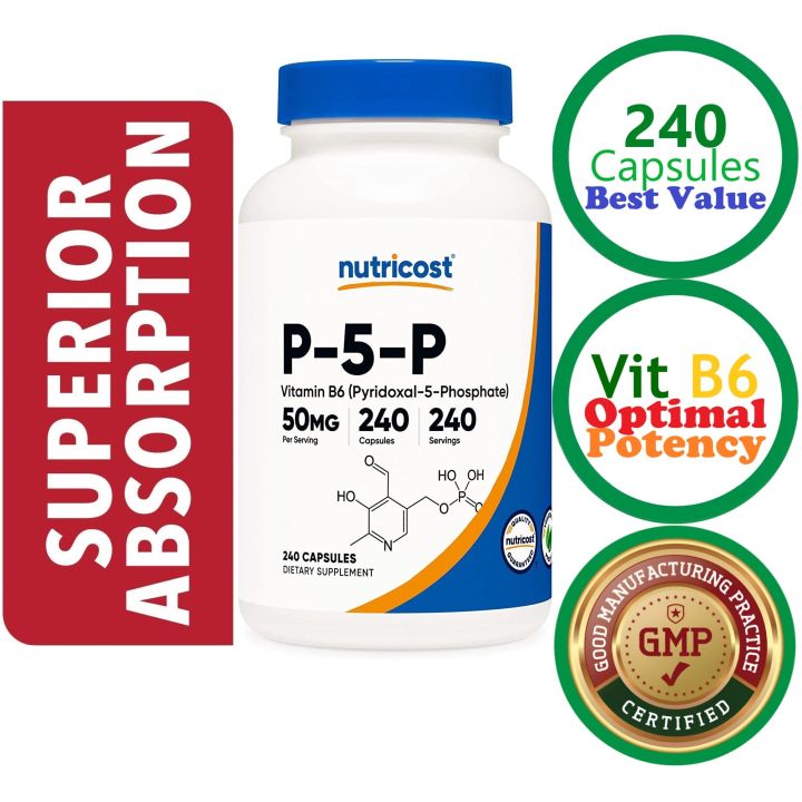 Real B6 Vitamin P5P 240/60 Caps Most Bioavailable Form Pyridoxal-5 ...