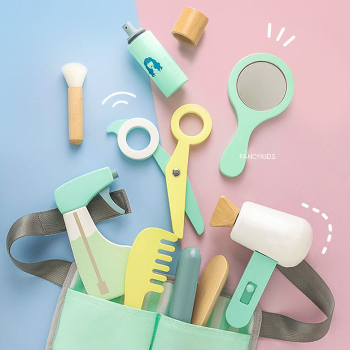 Premium 18Pcs Wooden Hairdresser Playset/13Pcs Makeup Beauty Bag ...