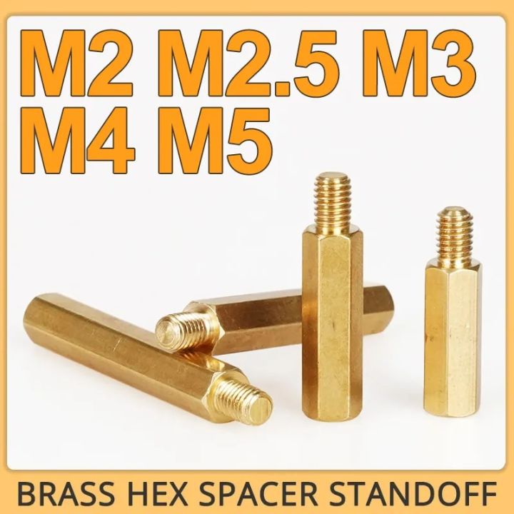 2 M2 M2.5 M3 M4 M5 Hex Brass Male Female Standoff Board Rack Stud ...