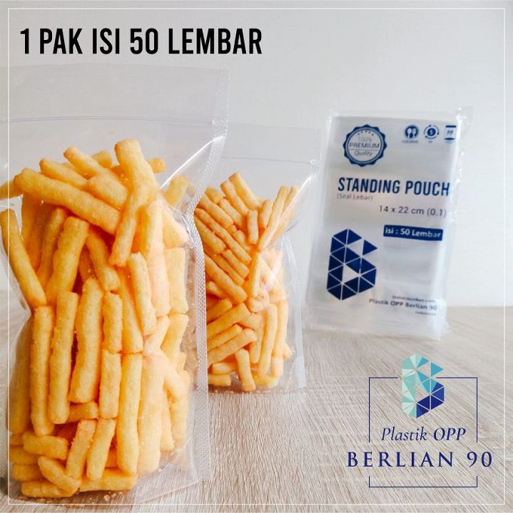 Plastik Snack - Plastik Standing pouch Bening 14x22 cm ( Double Seal ...