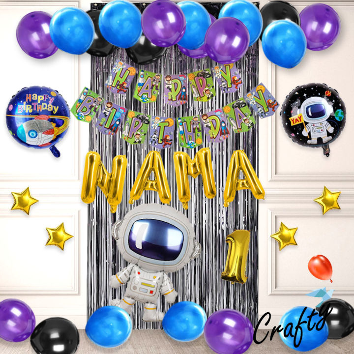 [PAKET] Dekorasi Balon BANNER OUTERSPACE CURTAIN Hiasan Tema Luar ...