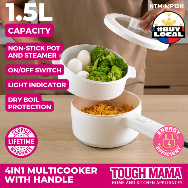 Tough Mama NTM-MP15H White Multicooker with Handle Non-stick pot and ...