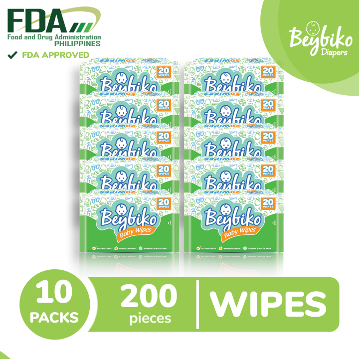 Beybiko Baby Wipes 20 sheets X 10 Pack | Lazada PH