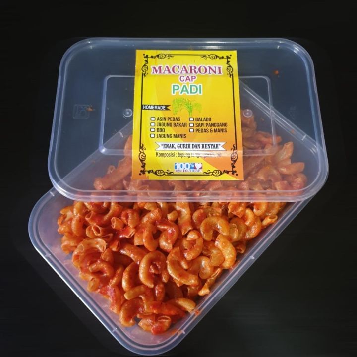 Cemilan Makaroni Bantet 150gr Macaroni Cap Padi Kemasan Box 500ml ...