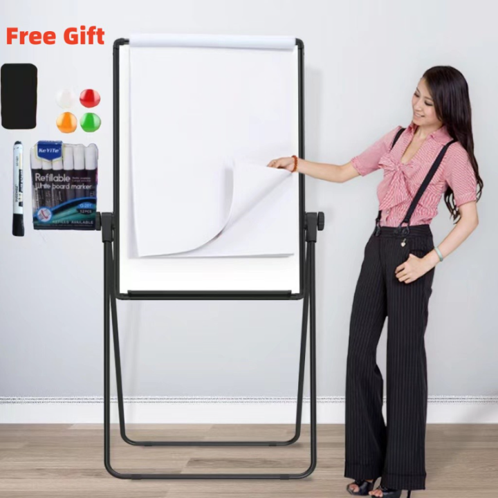 【STOCK】60x90CM Double Sided Whiteboard Magnetic with Stand Flipchart ...