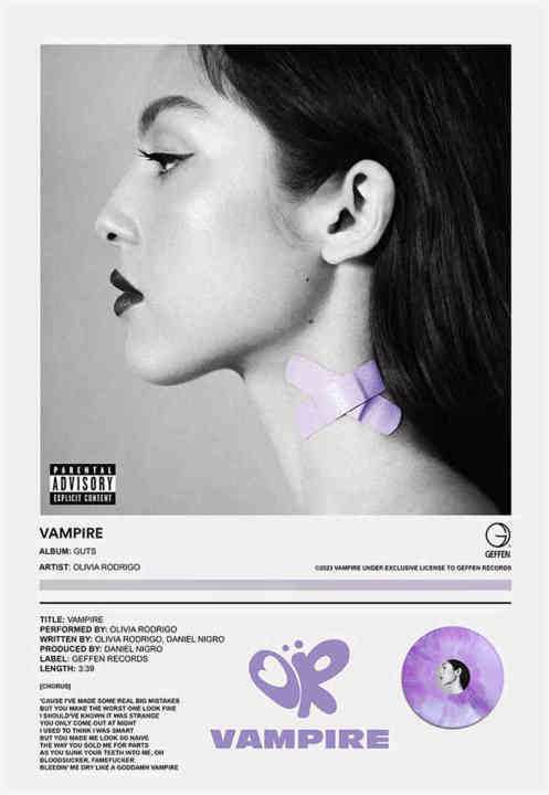 Pop Singer Star Olivia Rodrigo poster Album muzik Vampire gambar ...