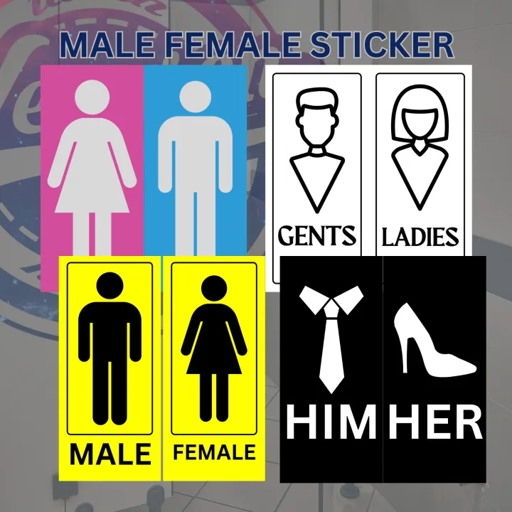 Toilet CR Restroom Gender Male Female Man Woman Waterproof Stickers ...