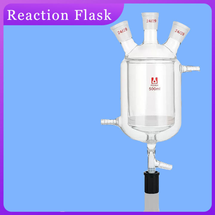 Lab 100-2000ml Borosilicate Glass Three Mouth Jacketed Reaction Bottle ...