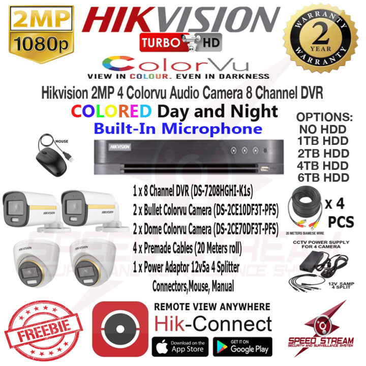 Hikvision Colorvu with Audio 2MP 4 Camera 8 Channel DVR KIT | Lazada PH