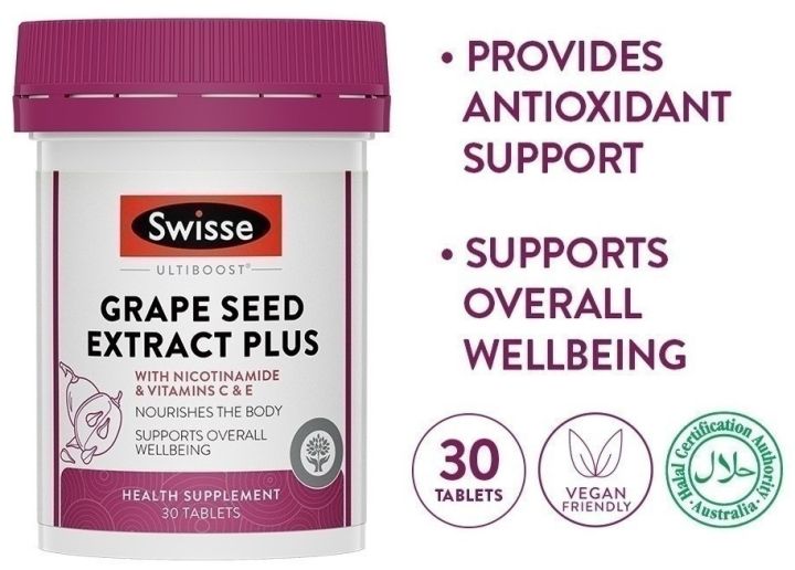 Swisse Grape Seed Extract Plus (30 Tabs) Exp: 04 / 2026 (Ekstrak biji anggur tambahan) tarikh ...