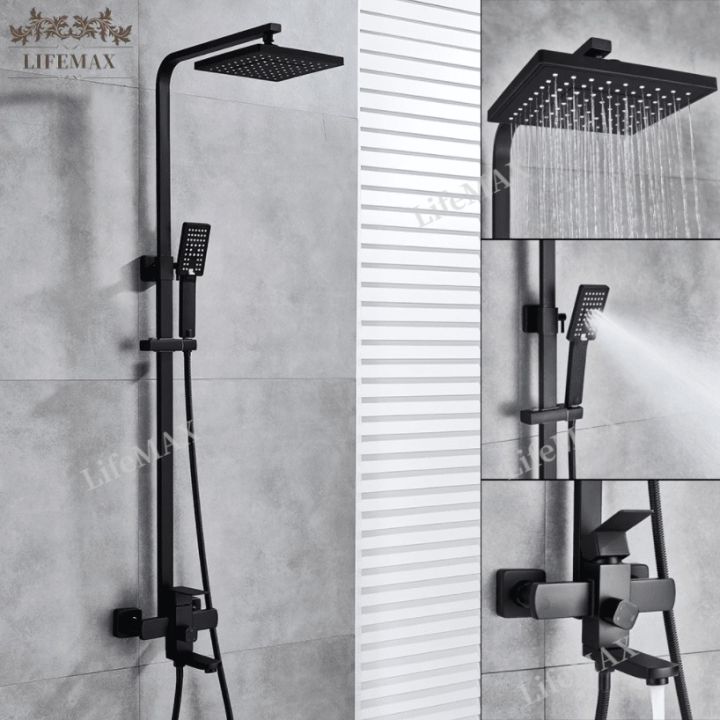 [SG Seller]Stainless Black Series Rain Shower Set Bathroom Home ...