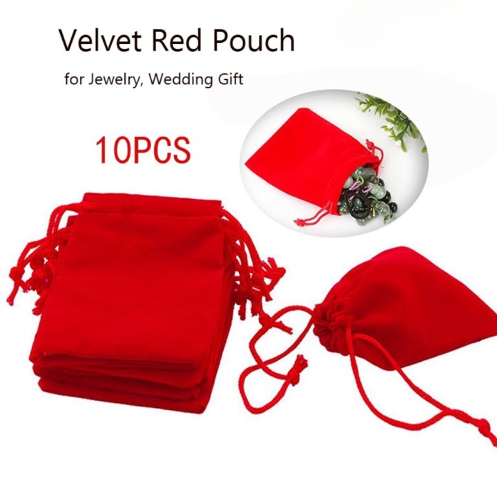 10pcs 7*9cm Velvet Red Drawstring Bags Jewelry Storage Present ...