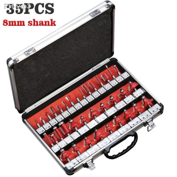 35pc 6mm 8mm 1/4 Shank Professional DIY Wood Milling Cutter Router Bit ...