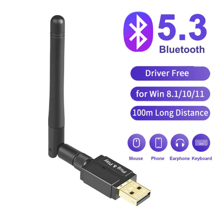 Bluetooth 5.3 Adapter Wireless Audio Transmitter Receiver USB Dongle ...