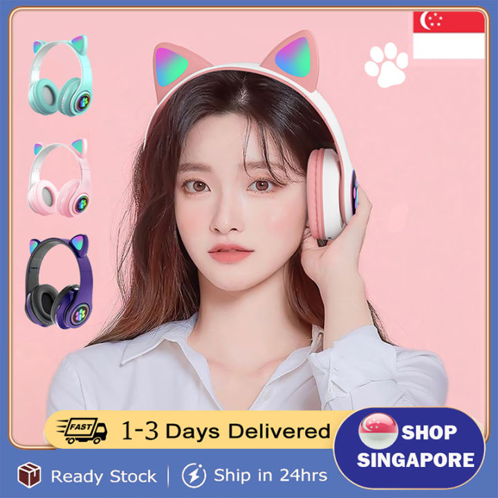 Bluetooth 5.0 Wireless Headphone LED ear over-the-ear Headset with Mic ...