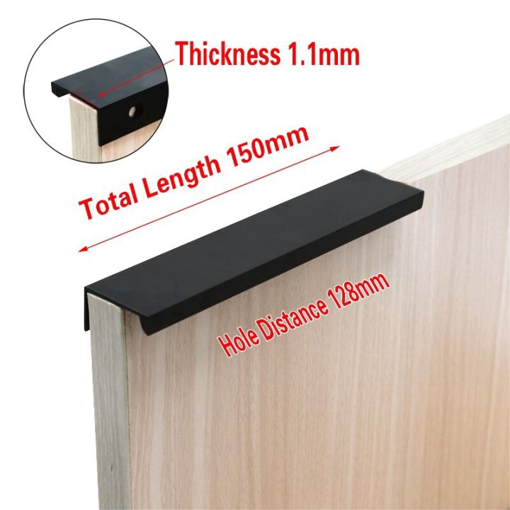 Black Hidden Cabinet Handles Stainless Steel Kitchen Cupboard Pulls ...