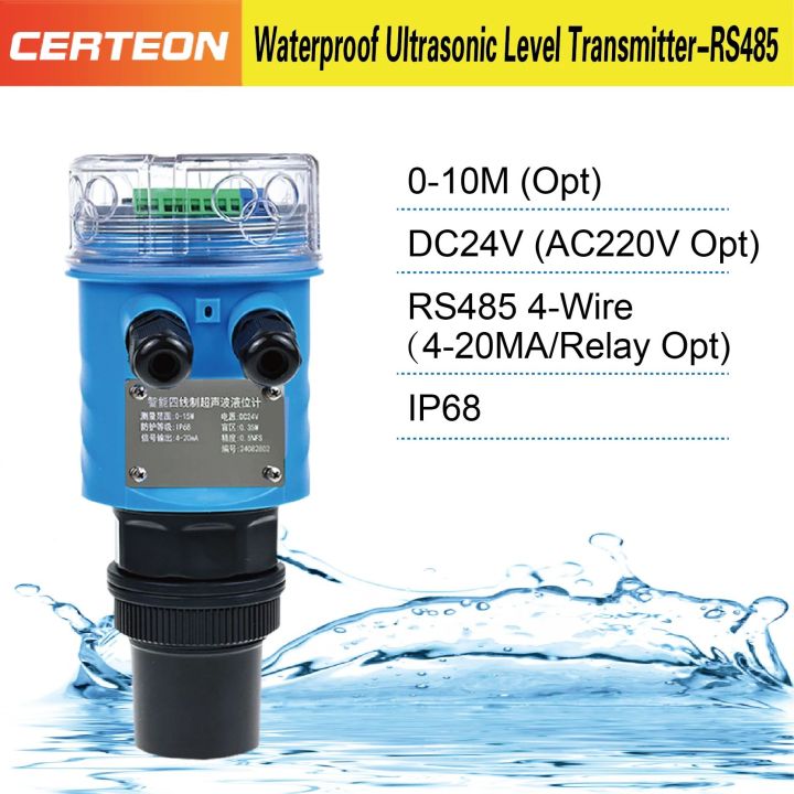 IP68 Ultrasonic Level Sensor RS485 Water Level Transmitter 0-10m Digital Tank Wastewater Liquid ...