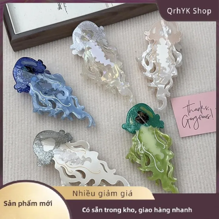 Hàng có sẵn Bền Cá Mập Sứa Tóc Clip Acetate Mùa Hè Bãi Biển Tóc Claw ...