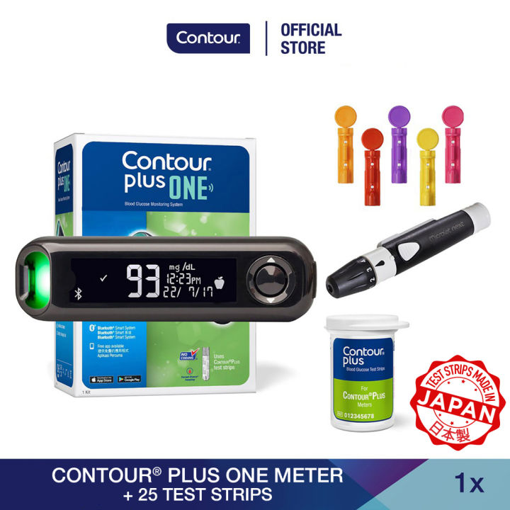 Contour Plus One Blood Glucose Meter + Contour Plus 25 Test Strips ...