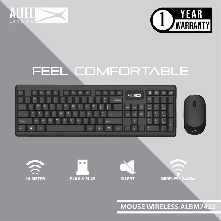 Altec Lansing Keyboard + Mouse Wireless ALBC6314 Black Silent Design-2 ...