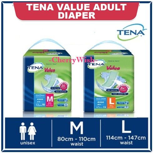 (FREE DELIVERY) M12 / L10 TENA Value Adult Diapers Adult Diapers, Super Absorbency Diapers | Lazada