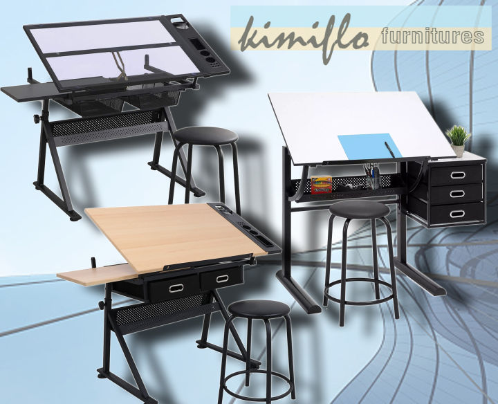 Drafting table with stool drawers and side table by Artist Loft | Lazada PH