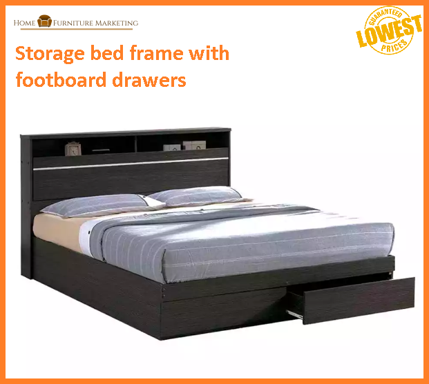 Storage Bed Frame single double full queen king with Footboard Drawers ...