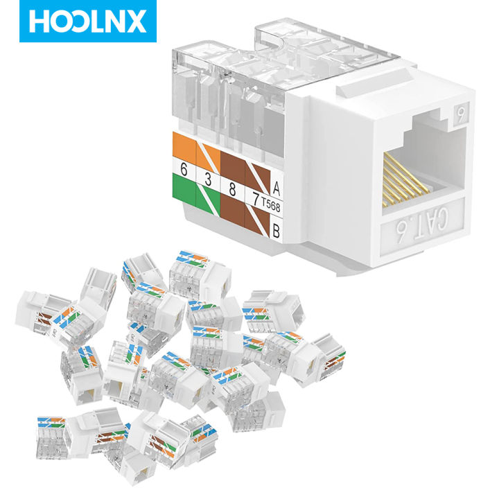 HOOLNX Down Keystone Jacks, CAT6 Punch Down Keystone UTP, 90-Degree ...
