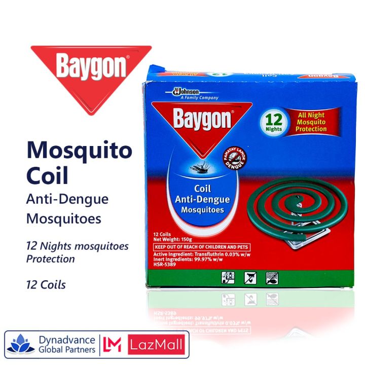 Baygon Insect Repellent Coil Anti-Dengue Mosquitos [12 Coils (150g ...