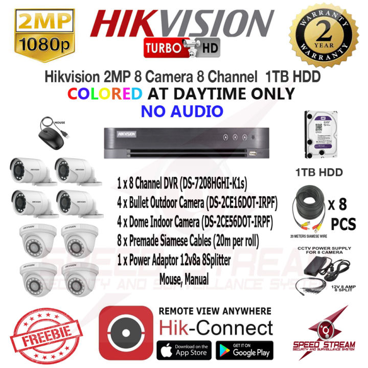 HIKVISION 2MP 8 Camera 8 Channel DVR 1TB HDD Turbo HD CCTV Package ...
