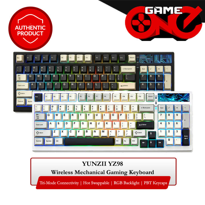 YUNZII YZ98 Tri-Mode Hot Swappable RGB Backlight Vintage Mechanical ...