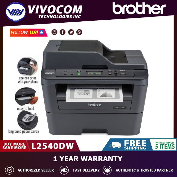 Brother DCP-L2540DW Wireless Compact Printer (Black) 3-in-1 Monochrome Multi-Function Center ...