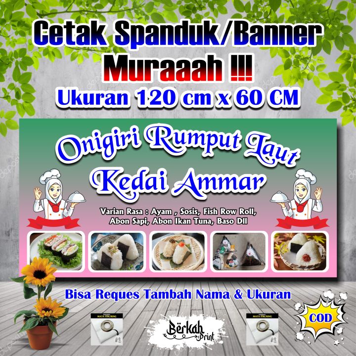 Spanduk Banner Onigiri Rumput Laut Ukuran 120 cm x 60 cm | Lazada Indonesia