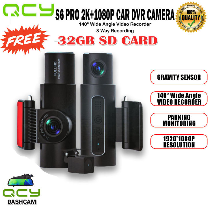 QCY S6PRO 2K+1080P with free 32gb memory card Car Dvr Camera 140° Wide ...