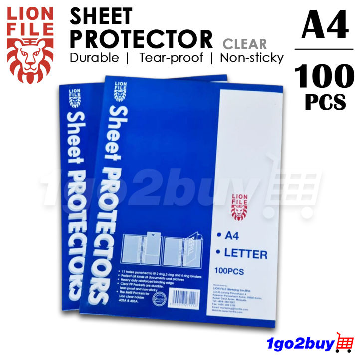 Lion File A4 / Letter PP Sheets Protectors Clear Protector Sheet Refill ...