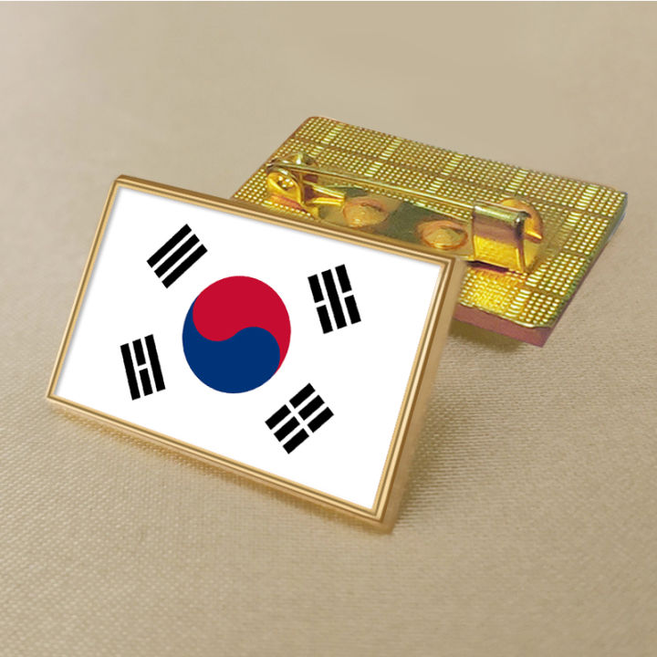 Korea flag pin 2.5*1.5cm zinc die-cast PVC colour coated gold ...