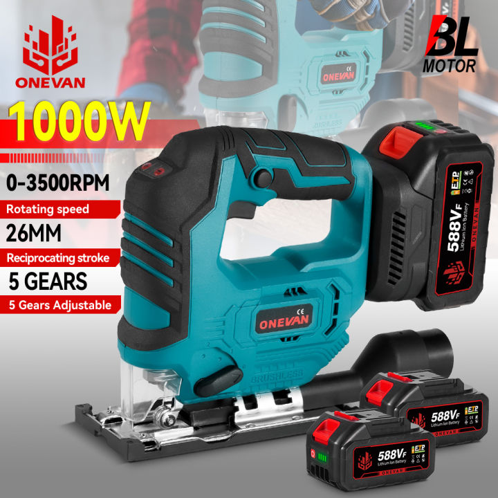 3500RPM Brushless Electric Jig Saw 1000W Jigsaw Adjustable Blade 3 ...