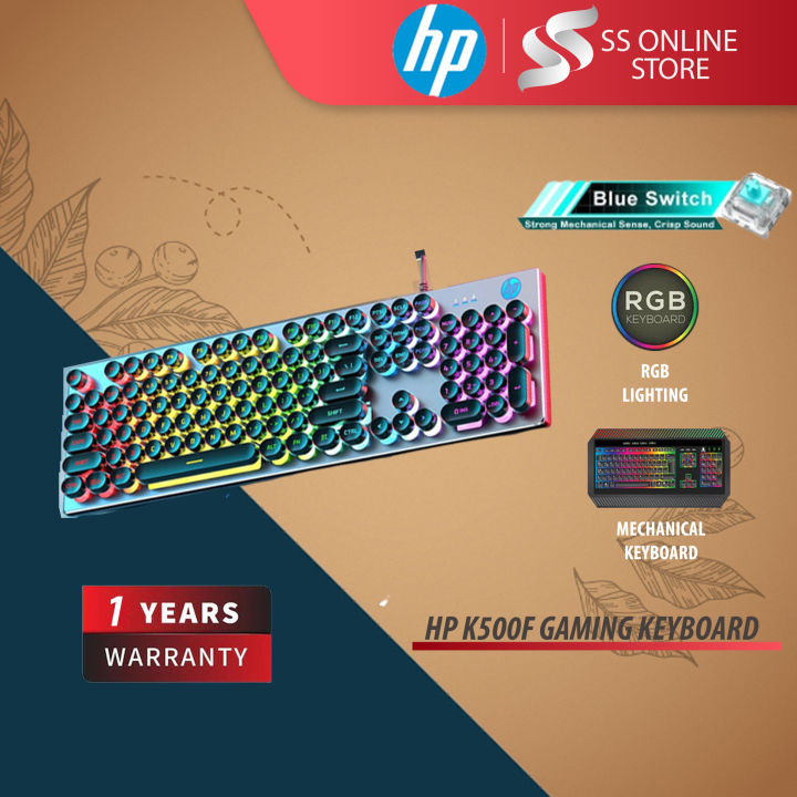 HP K500Y Mechanical Wired Gaming Keyboard Dynamic Light Effect Metal Panel, Colorful LED Backlit ...