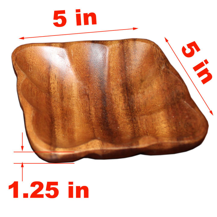 SANDERWOOD 4 pcs Square Dish Wooden Saucer Plate 1.25x5 inches | Lazada PH