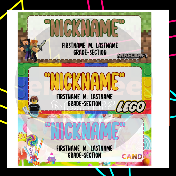 Nameplate for Students/ Kids with ID Lace (Customizable Designs)(PVC ...