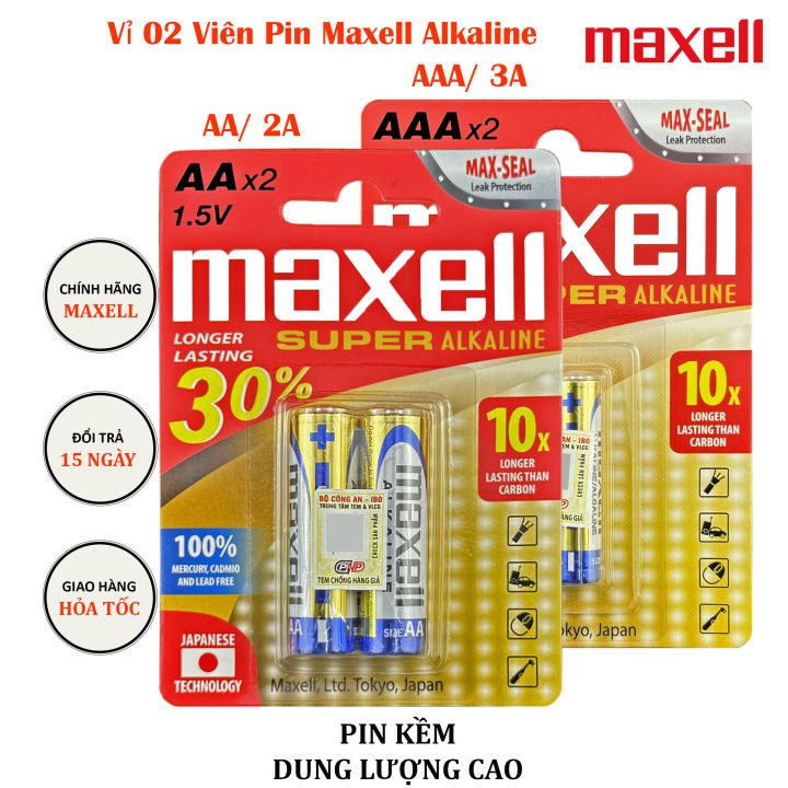 Pin tiểu - pin kềm AA (2A), AAA (3A) Maxell Alkaline LR3 LR6 vỉ 2 viên ...