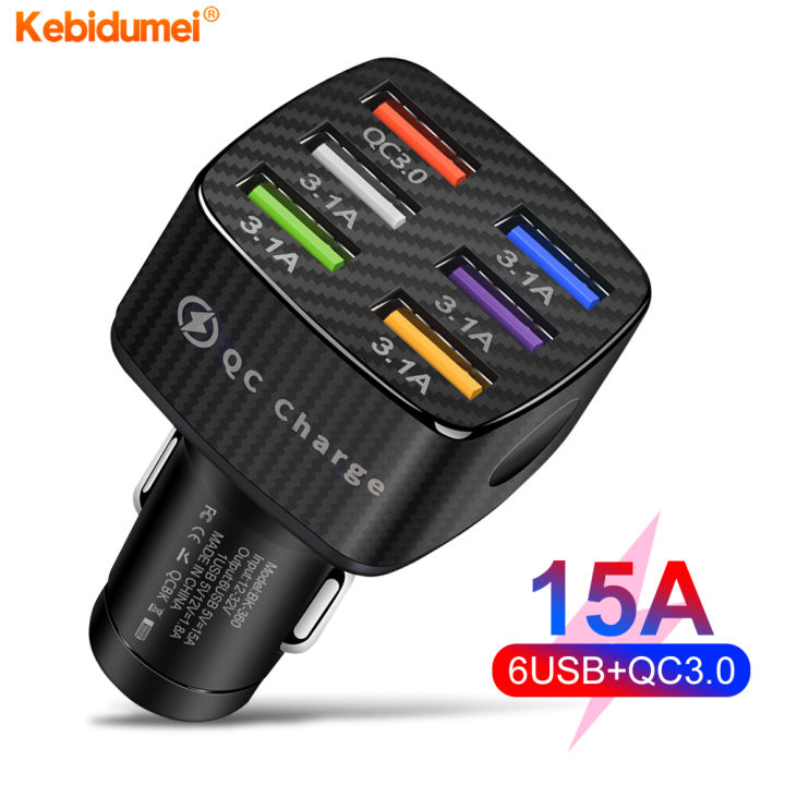 Kebidumei QC3.0 6 USB Porous 15A Quick Charge 12V 24V Square Car Charger | Lazada.co.th