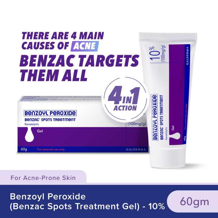 Benzac Benzoyl Peroxide Spots Treatment Gel 10% 60gm [Anti-Acne ...