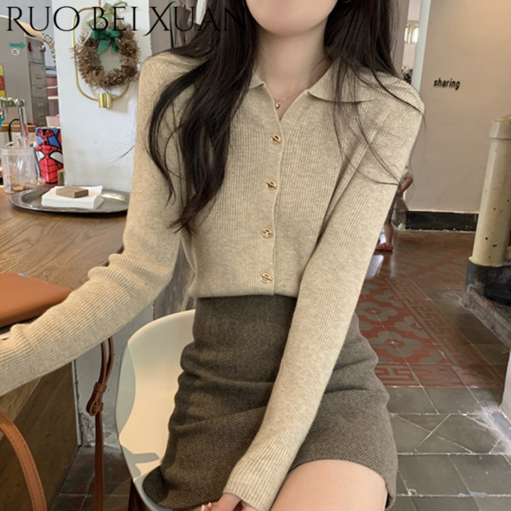 Ruo Bei Xuan เสื้อสเวตเตอร์ของผู้หญิง,สเวตเตอร์ถักแฟชั่นแบบใหม่ในฤดู ...