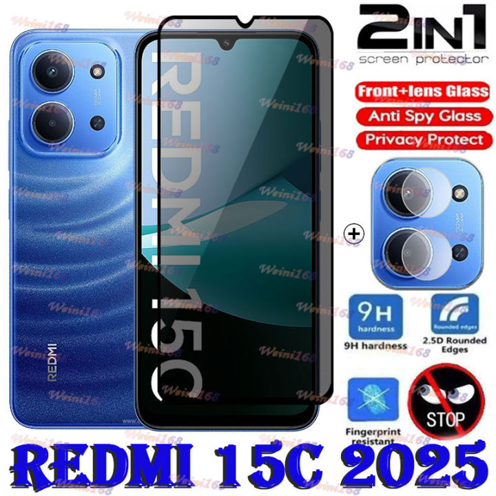 Redmi 15C 2025 2-in-1 Anti Peeping Tempered Glass+Camera Lens Protector ...