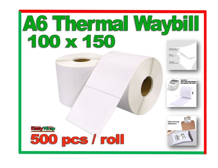 Thermal sticker Waybill 100 x 150 (500 pcs/roll) | Lazada PH