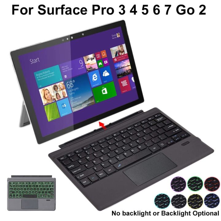 Bluetooth Keyboard for Microsoft Surface Pro 3 4 5 6 7 8 Wireless Backlight Touchpad Keyboard ...