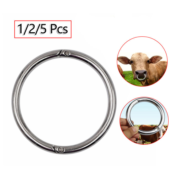 Cattle Nose Ring 1/2/5Pcs Stainless Steel Cattle Nose Traction Ring Cow ...