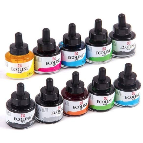 [part 1/3 no.100-374] Talens ecoline dropper ink bottle 30 ml. I สีน้ำ ...